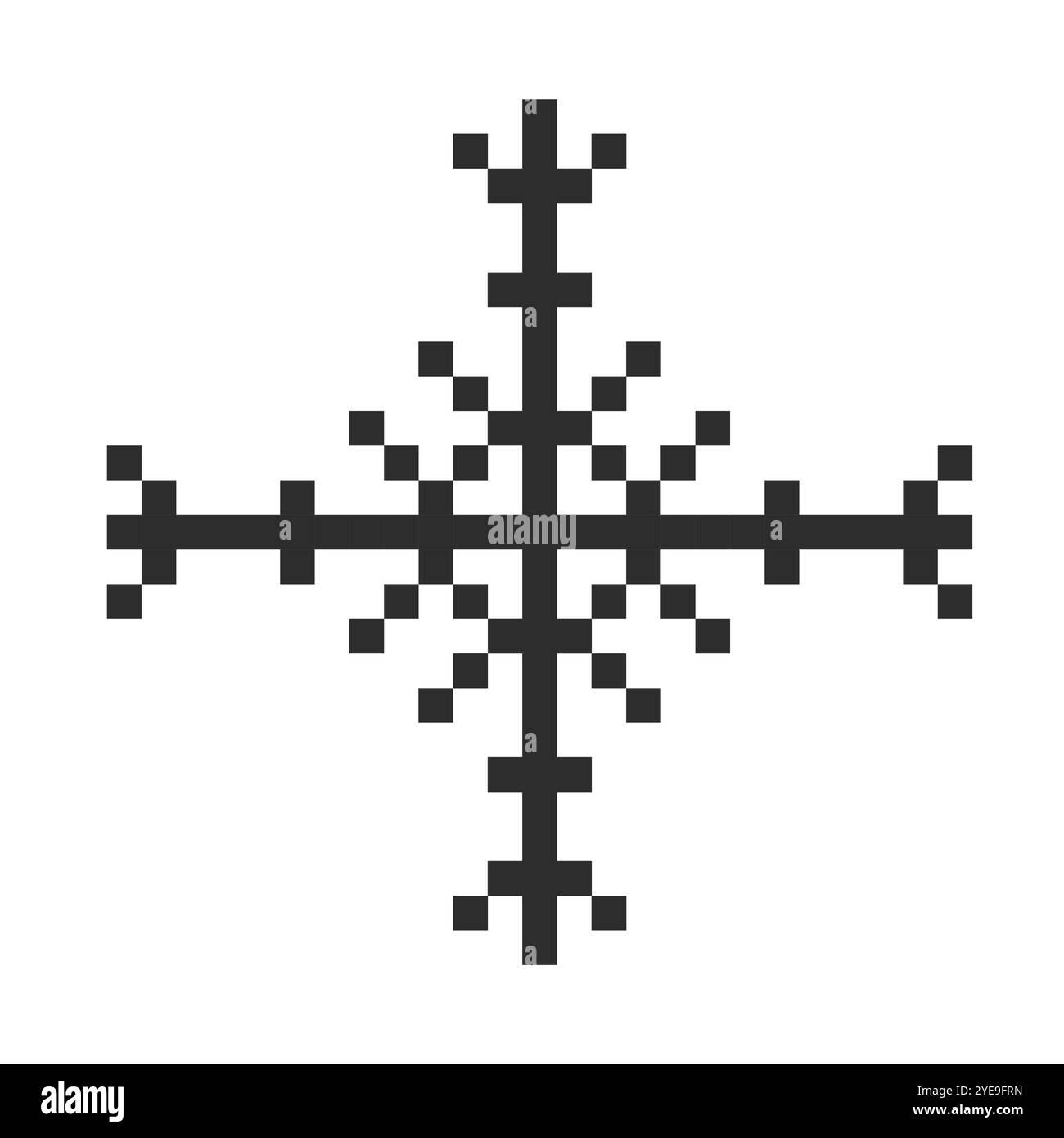 Pixel snowflake winter retro pixilated 8 bit game stamp. Holiday flake ...