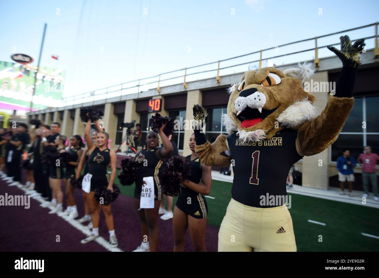 SAN MARCOS, TX - OCTOBER 29: Texas State Bobcats mascot Boko the bobcat ...