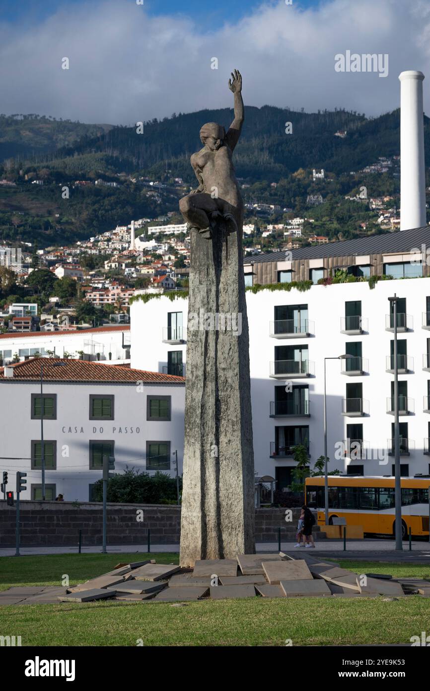 Monument of the Autonomy of Madeira, in the town of Funchal on the ...