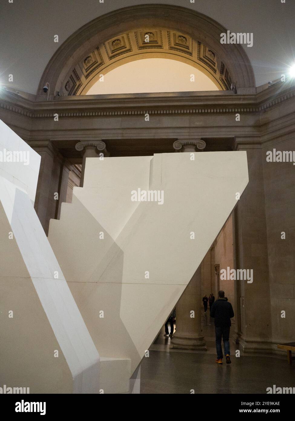 White art installation sculpture inside an art gallery near Thames ...