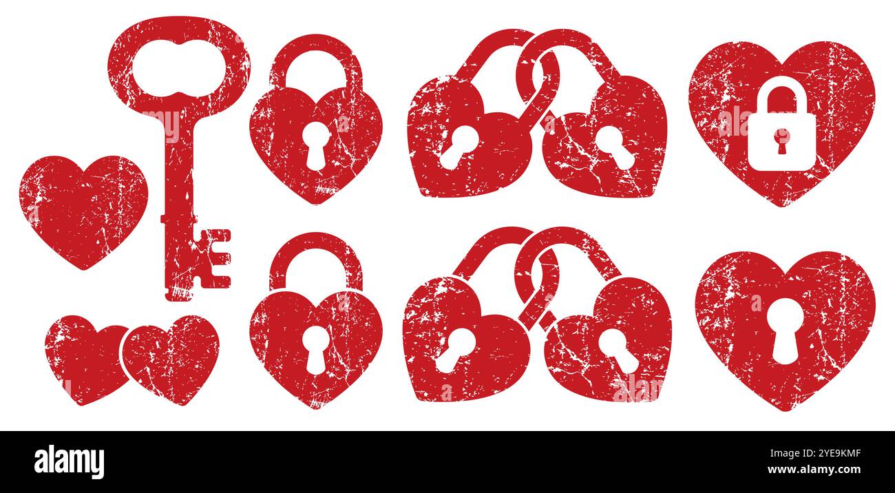 Romantic Heart love lock and key icon symbol. Romance couple logo sign ...