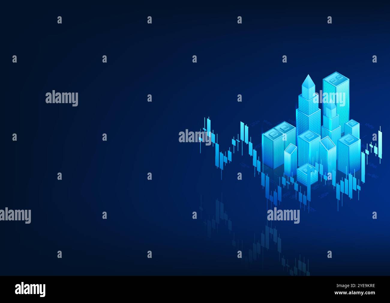 Technology stock chart background, The city in the background, shows ...