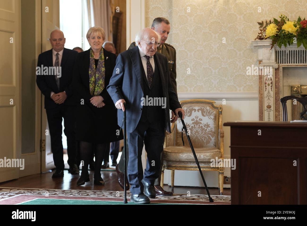 President Michael D Higgins arrives to sign a Presidential pardon for ...