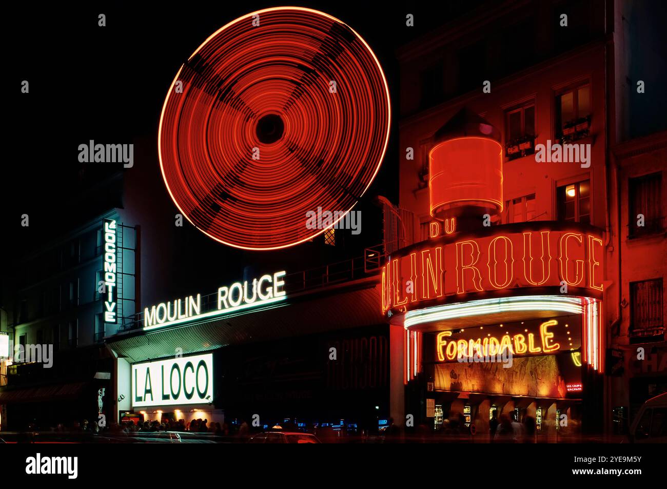 Cabaret in neon lights at night in Paris; Paris, France Stock Photo - Alamy