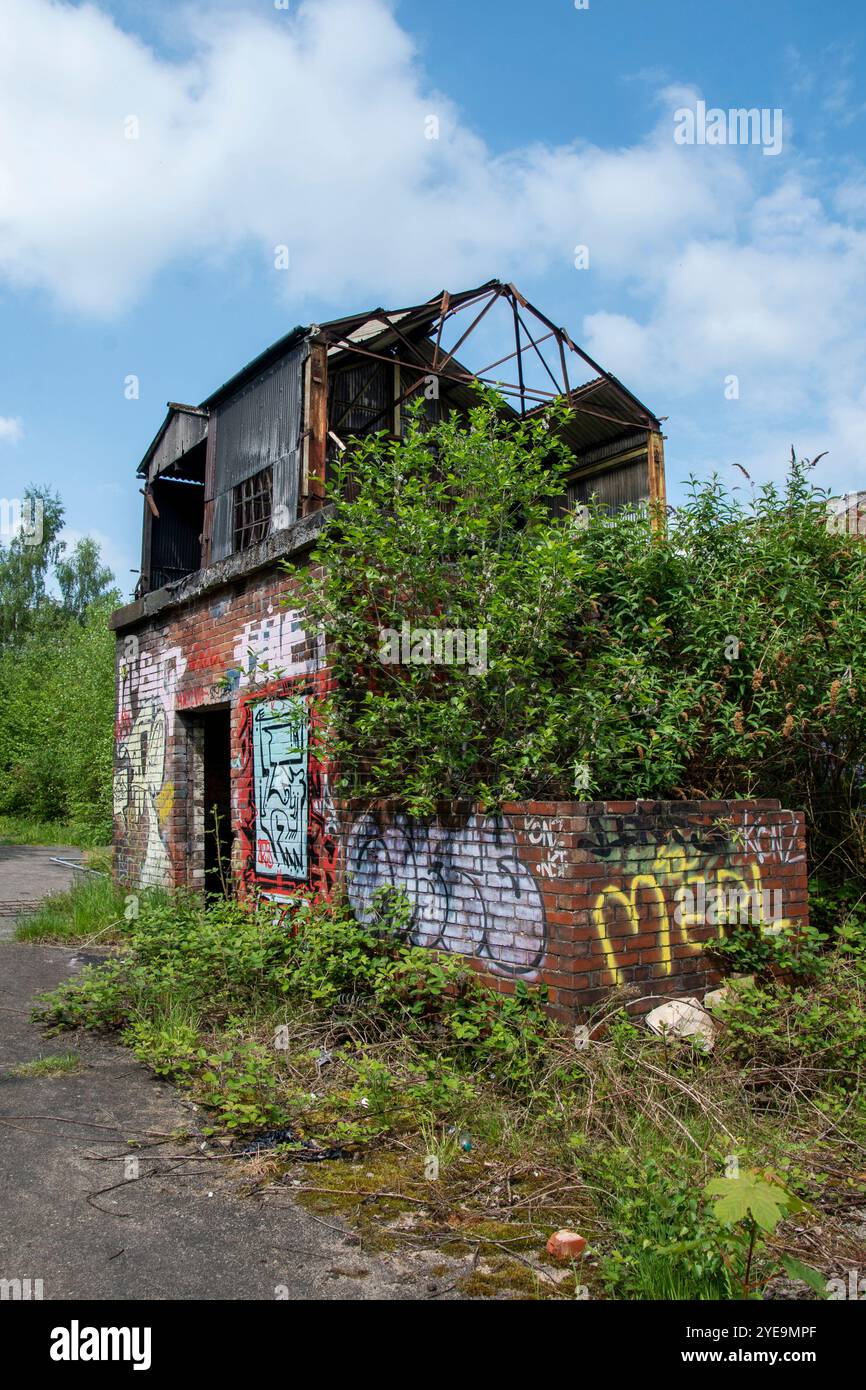 Yorkshire, UK – 18 May 2024: Graffiti tags cover the walls of a ...