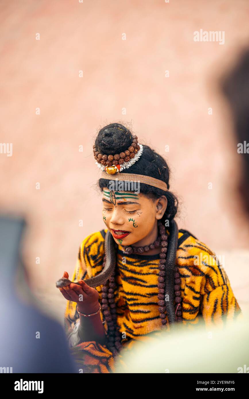 Female street performer in Varanasi; Varanasi, Uttar Pradesh, India ...