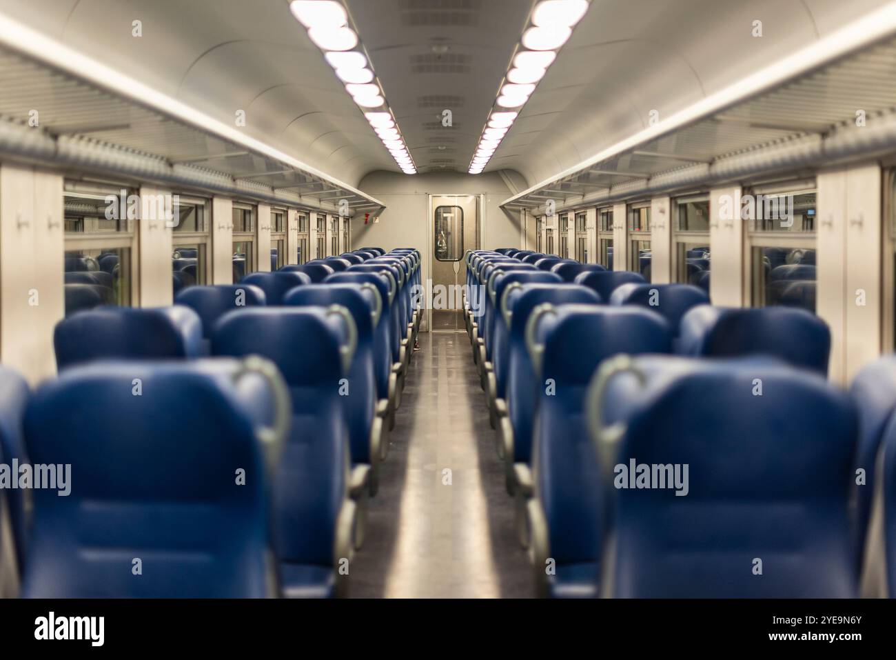 Empty railway carriage on a regional train in northern italy Stock ...