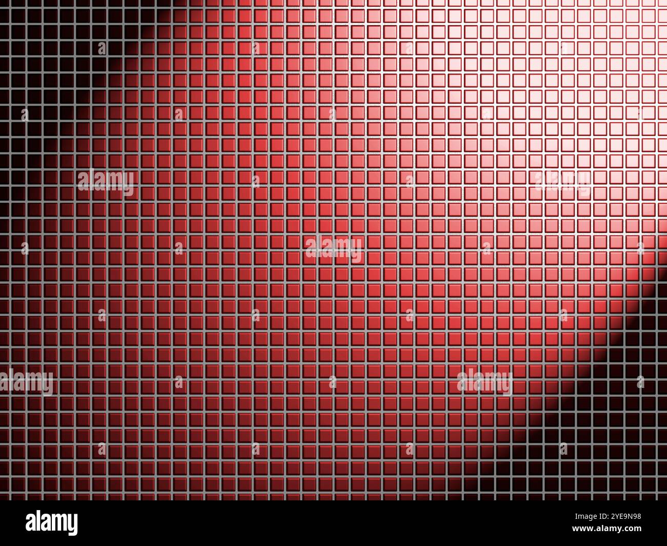 Background of small square red tiles in a row, with light and shadows ...