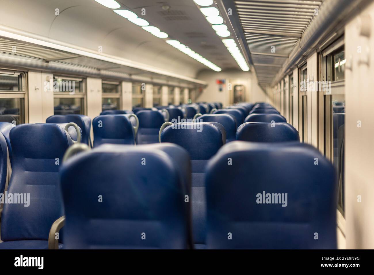 Empty railway carriage on a regional train in northern italy Stock ...