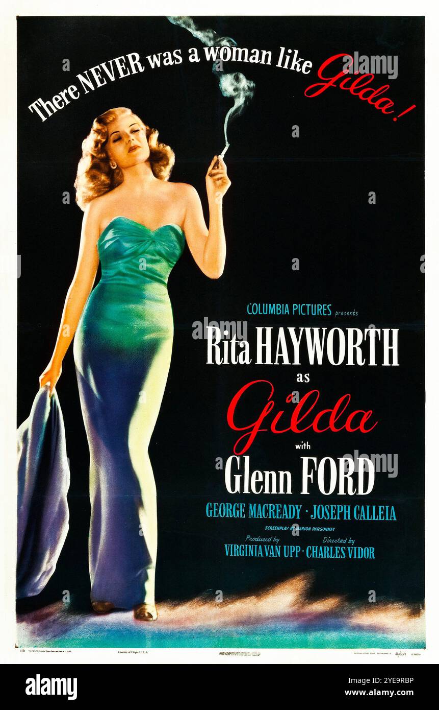 Old film poster for the 1946 film Gilda, starring Rita Hayworth, Glenn ...