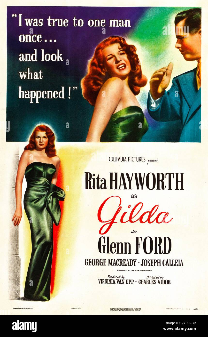 Old film poster for the 1946 film Gilda, starring Rita Hayworth, Glenn ...