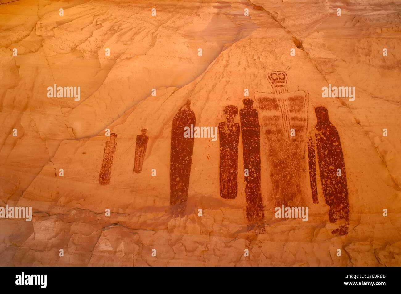 Close-up of ancient pictographs at The Great Gallery, Horseshoe Canyon ...