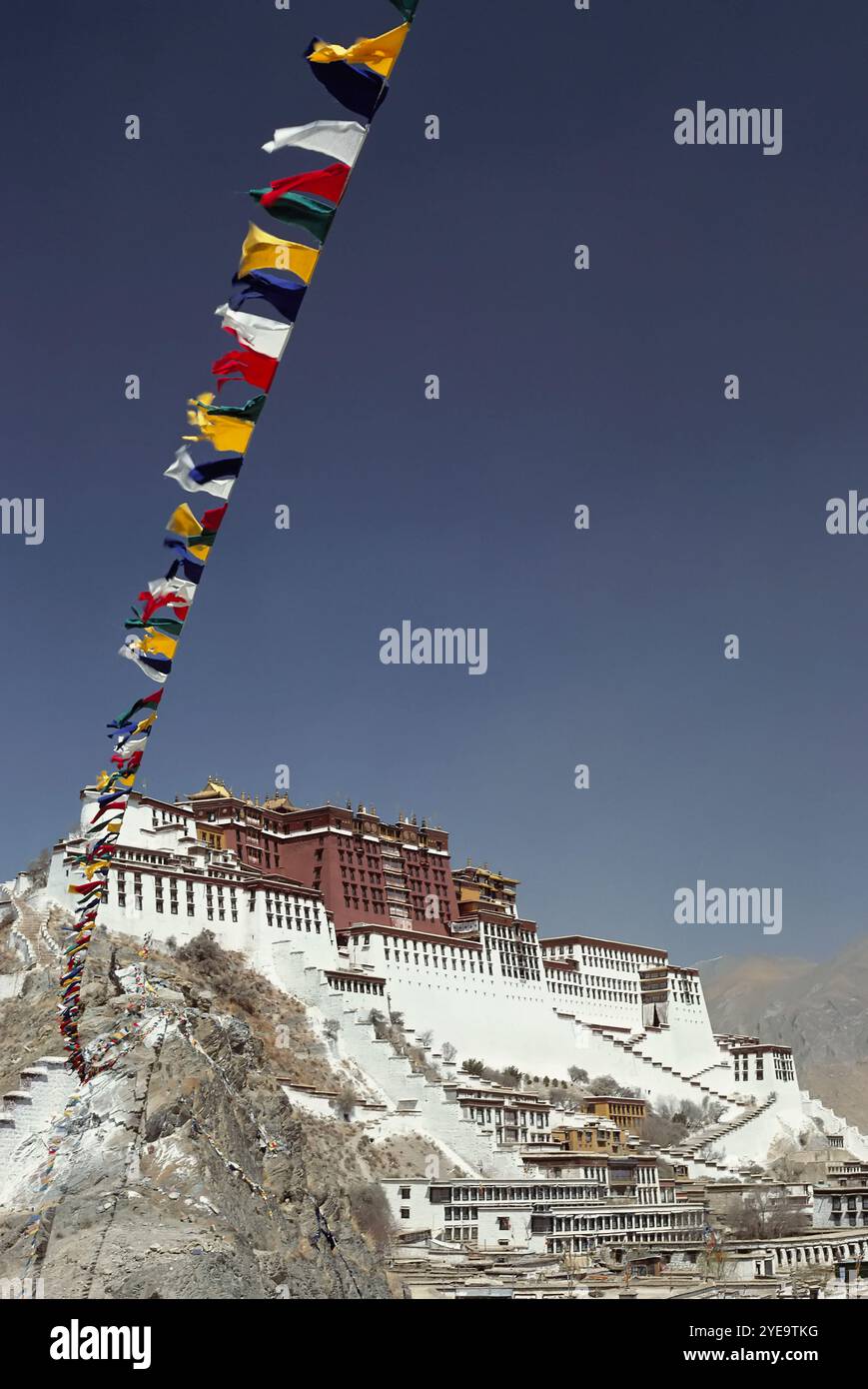 Potala Palace with Buddhist prayer flags in Lhasa, Tibet; Lhasa, Tibet ...