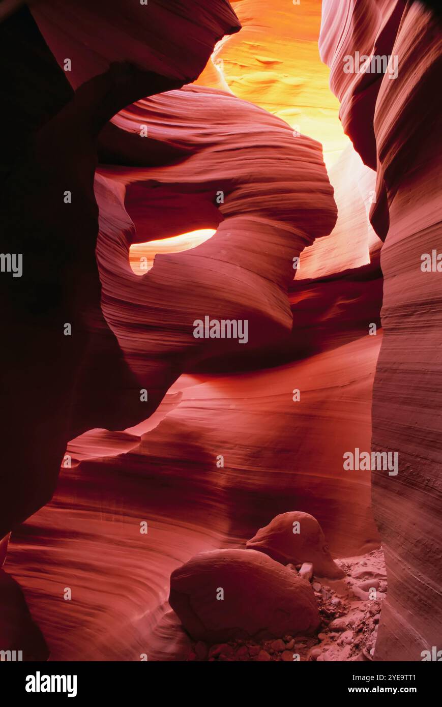 Wavy patterns in the colorful sandstone rock in the interior of a ...