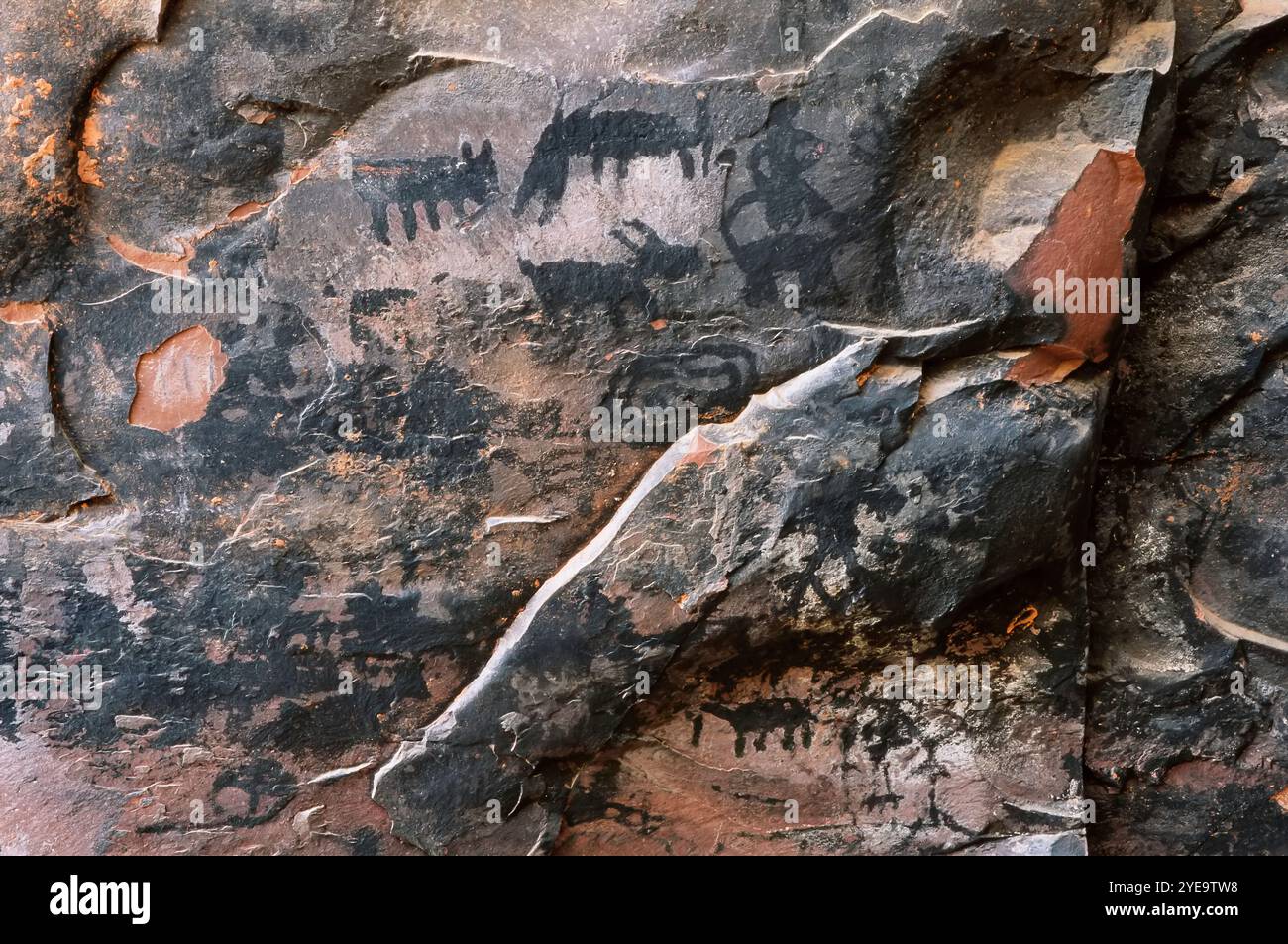 Ancient pictographs at Palatki Heritage Site in Arizona, USA; Arizona ...