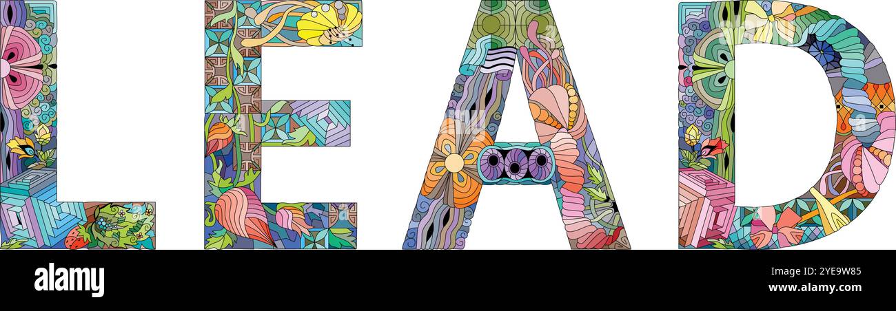 Hand-painted art design. Hand drawn illustration word LEAD for t-shirt ...