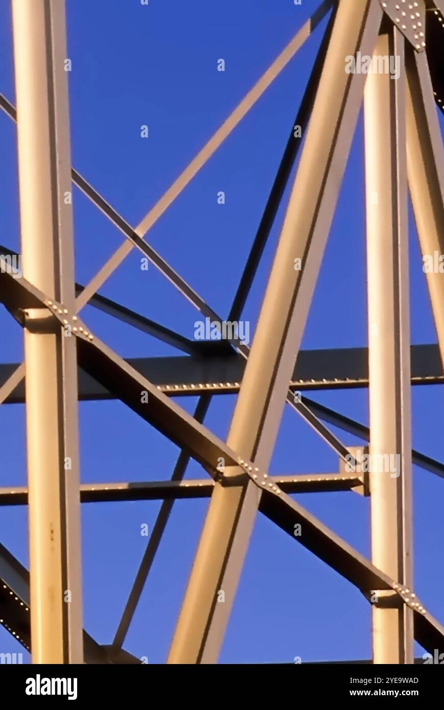 Close-up of the structural beams on a Warren truss bridge, Nisutlin Bay ...