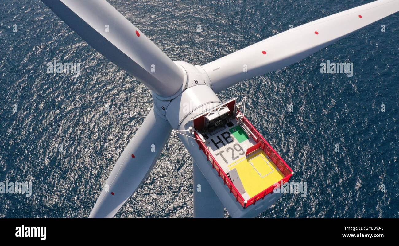 HORNSEA WIND FARM One of the UK company's off-short wind turbines in ...