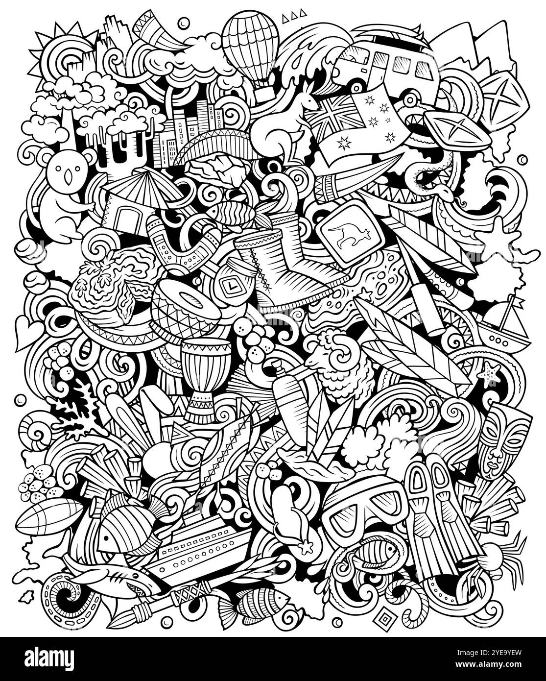 Australia cartoon doodle illustration. Funny Australian design ...