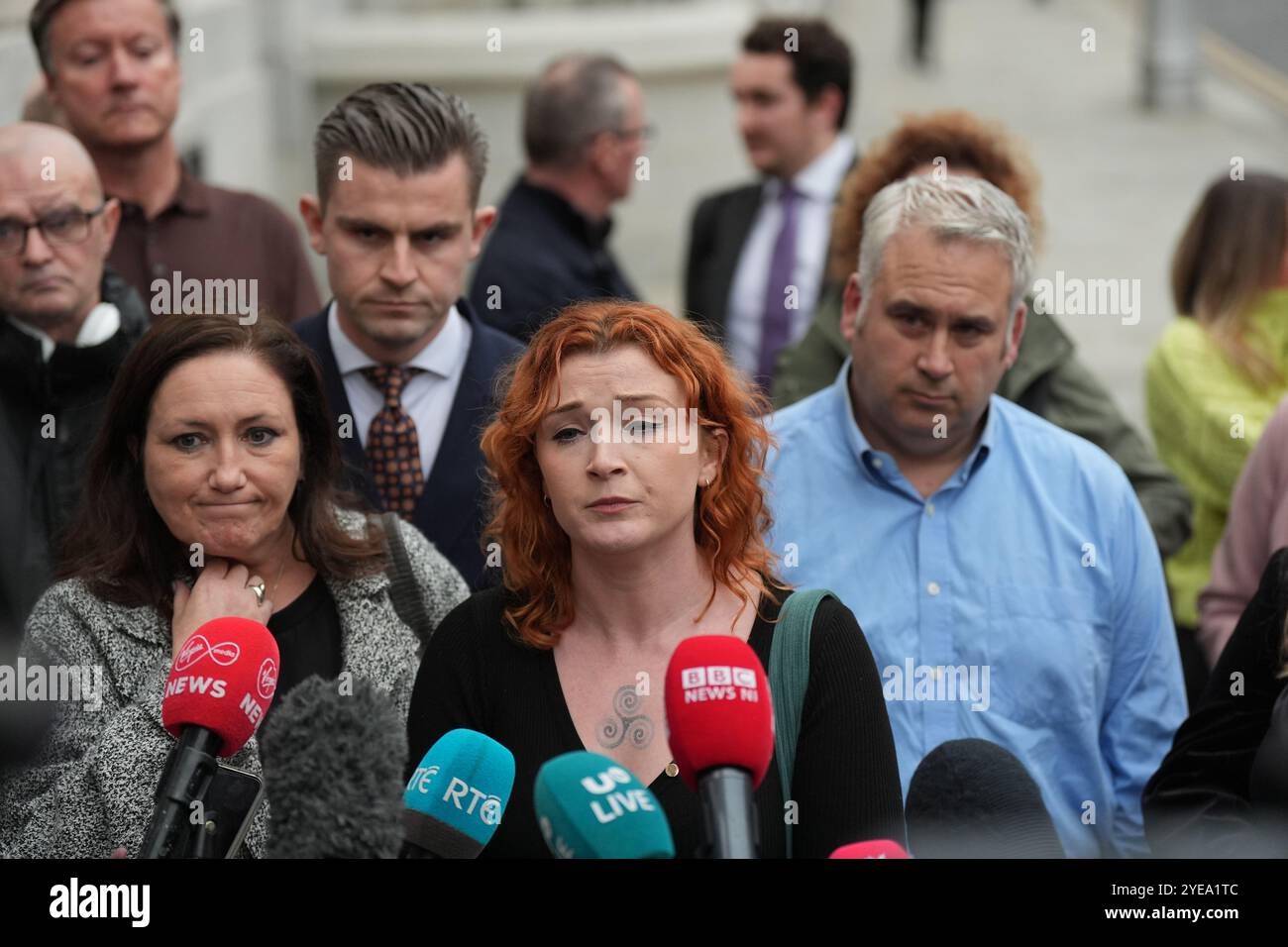 (left to right) Aine Flanagan, solicitor Darragh Makin, Shona Gallagher ...
