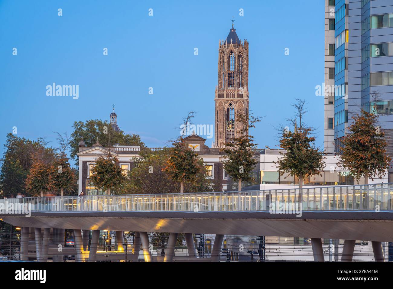 Iconic Dom Tower in the evening seen from Utrecht central station Stock ...
