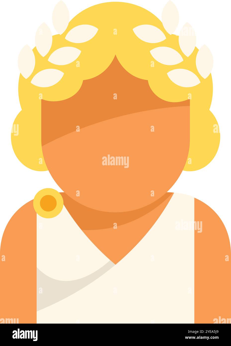 Flat vector illustration of a greek woman wearing a laurel wreath crown ...