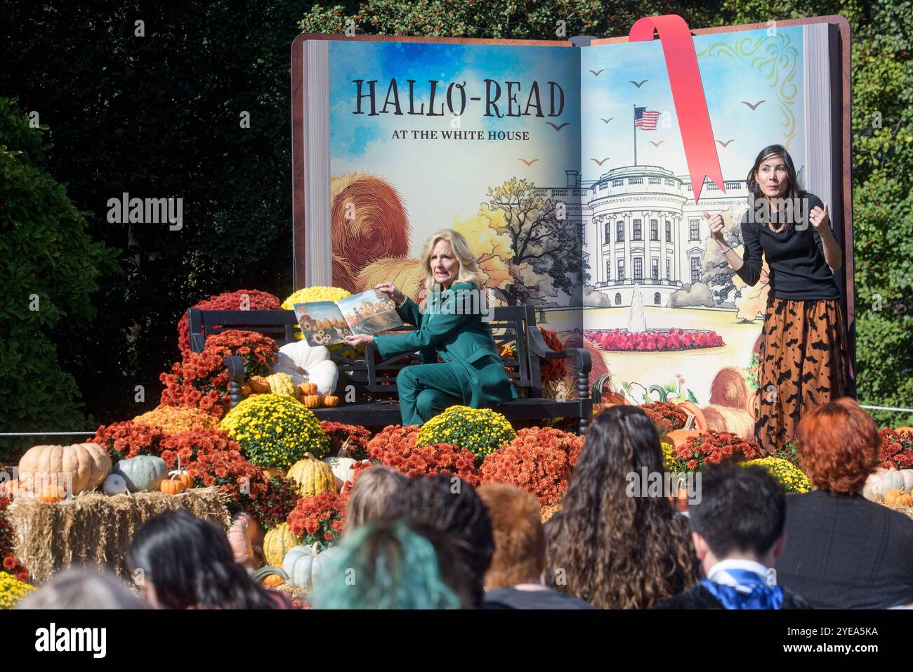 First lady Jill Biden participates in a "Hallo-READ" story-time session ...
