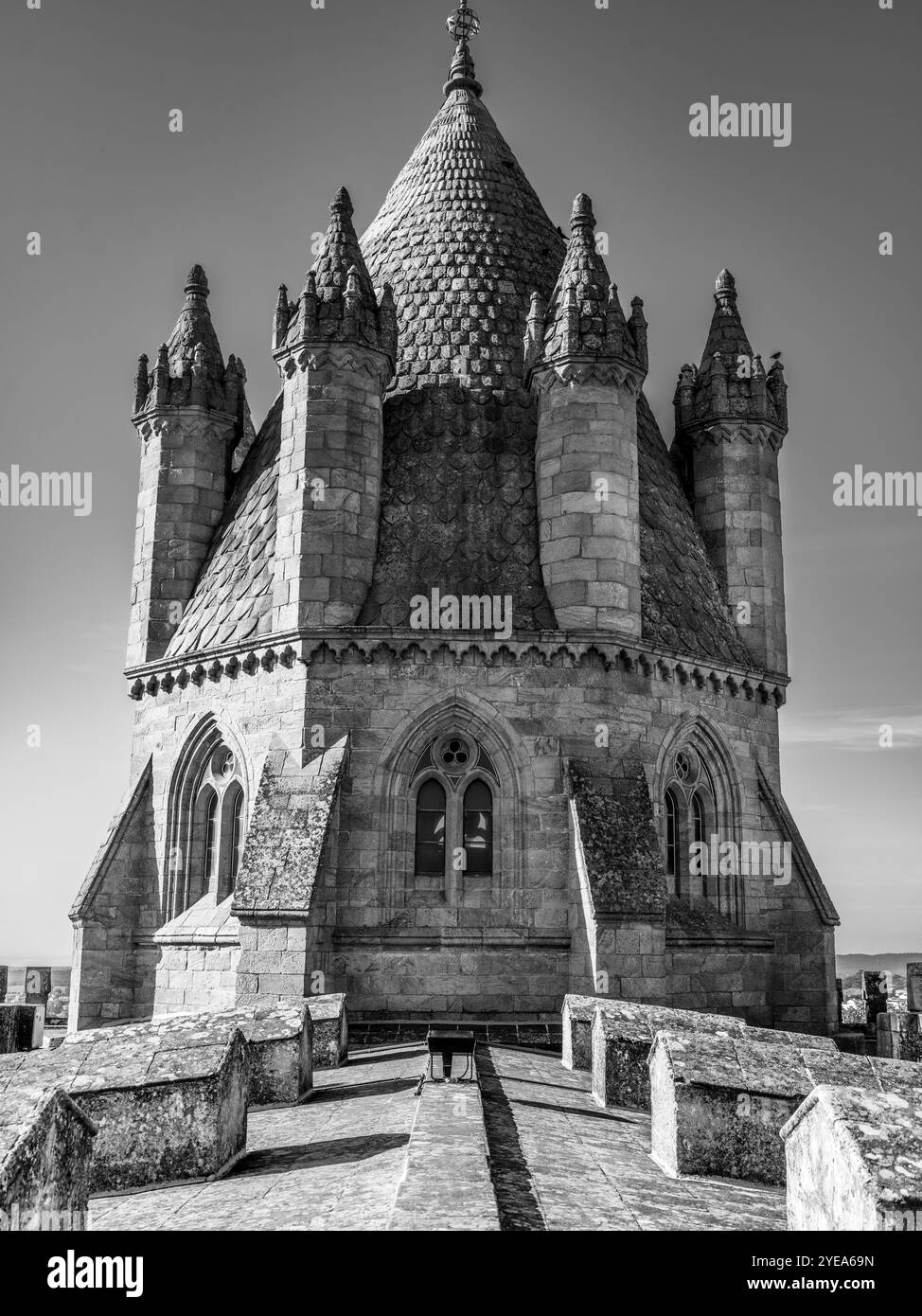 Architecture of Evora Cathedral in the historic city center in Evora ...