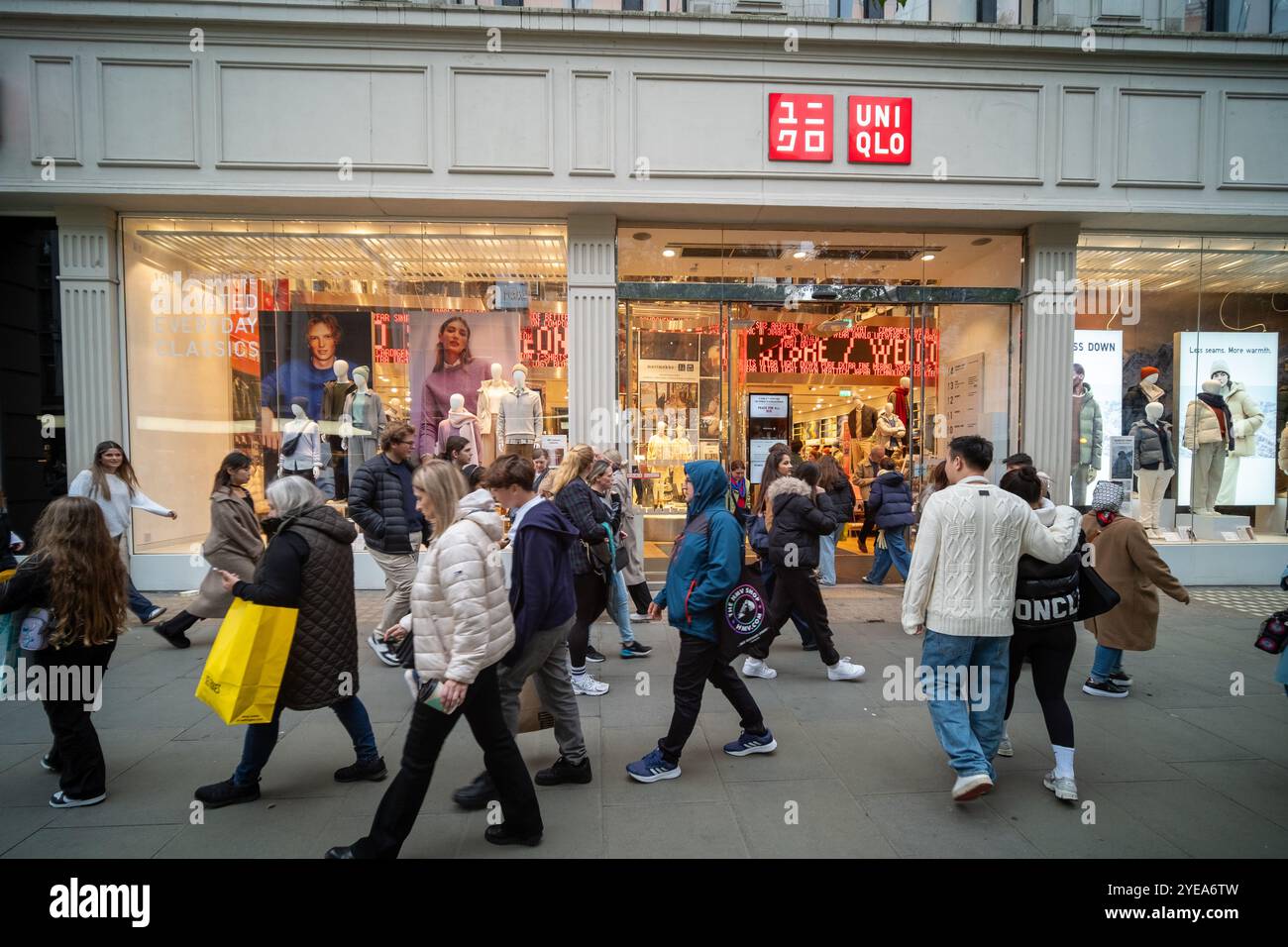 LONDON- OCTOBER 29, 2024: Uniqlo and other shops on Oxford Street ...