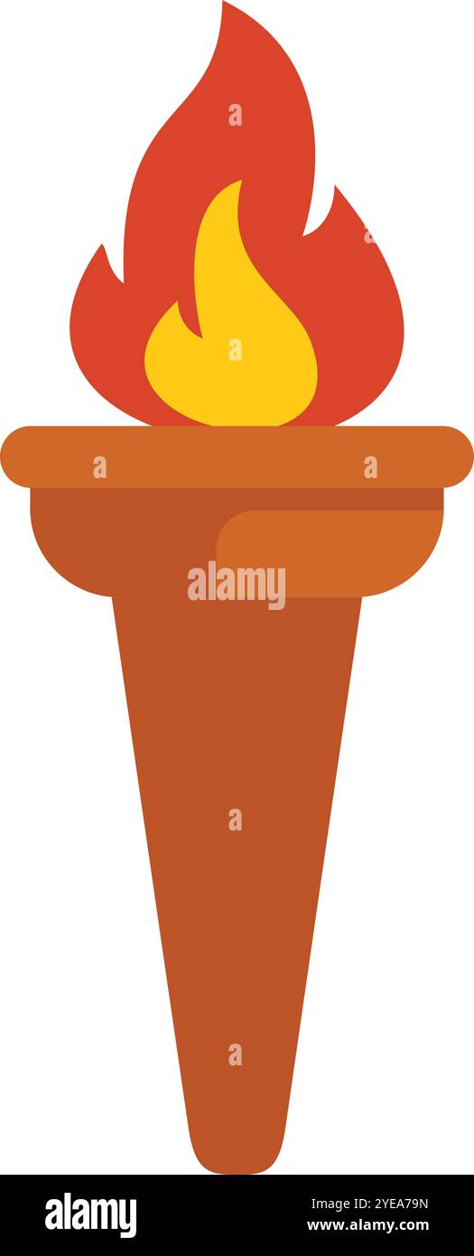 Simple vector illustration of a burning torch, holding a bright red and ...