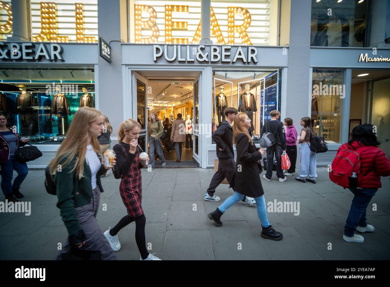 LONDON- OCTOBER 29, 2024: Pull & Bear store on Oxford Street, a Spanish clothing and accessories ...