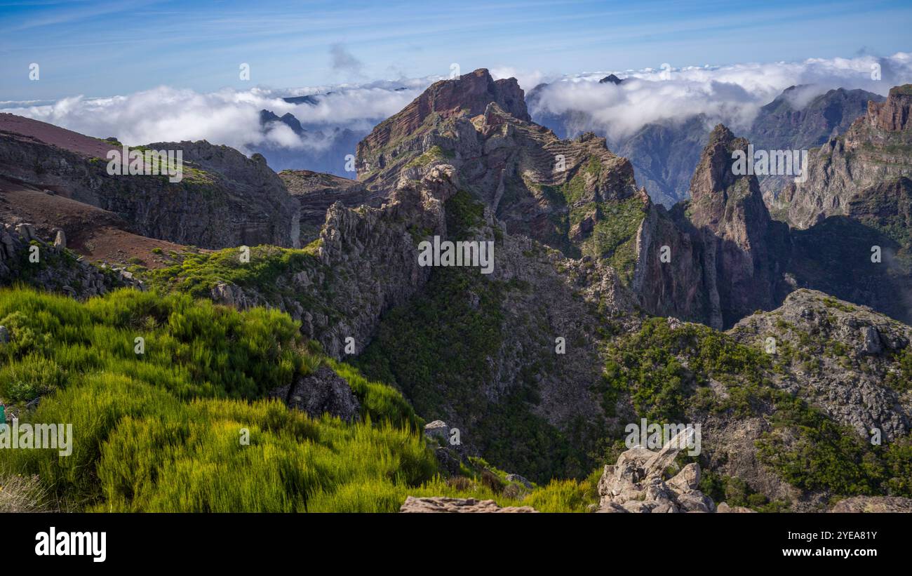 Pico do Areeiro, Madeira island's third highest peak, with the mountain ...