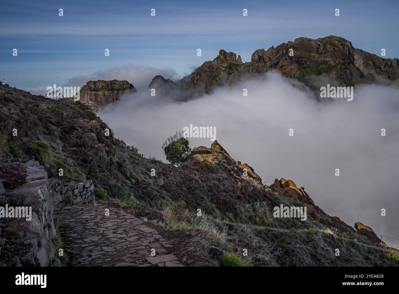 Trail leading towards Pico do Areeiro, Madeira island's third highest ...