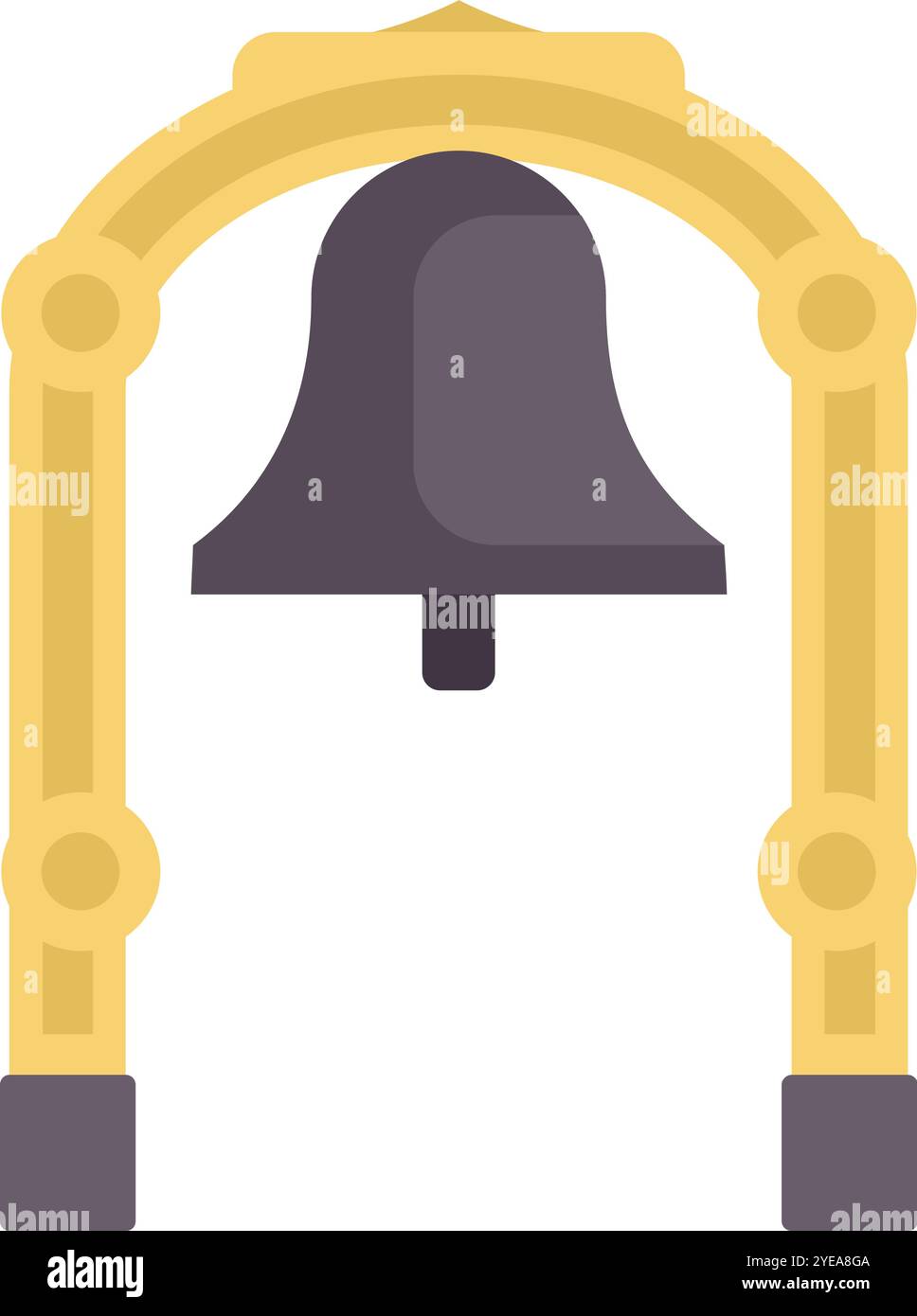 Simple icon of a large metal bell hanging from a golden archway ...