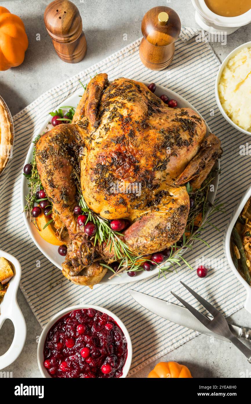 Homemade Thanksgiving Turkey Dinner with Stuffing Beans and Pumpkin Pie ...