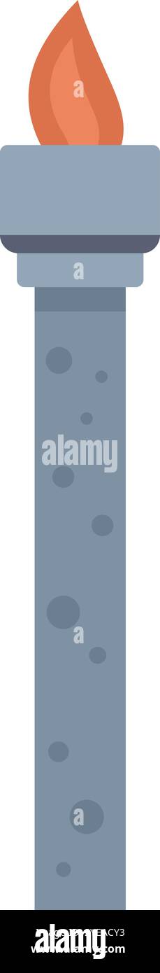 Torch with bright burning fire on top isolated on white background ...