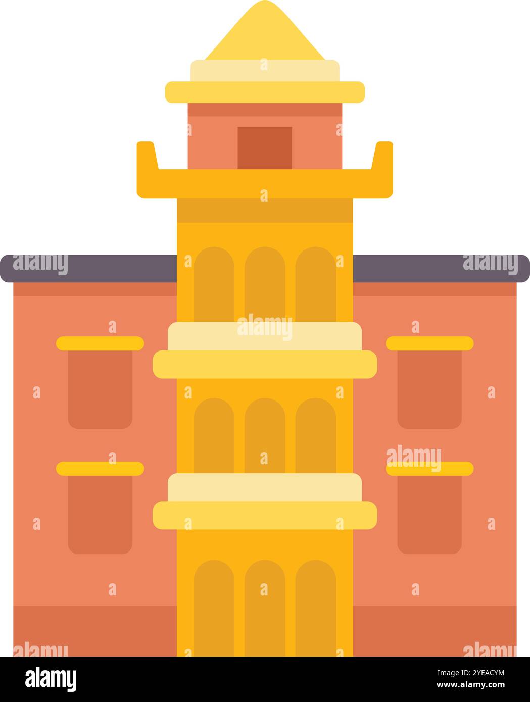 Colorful illustration featuring an indian building with a tower ...