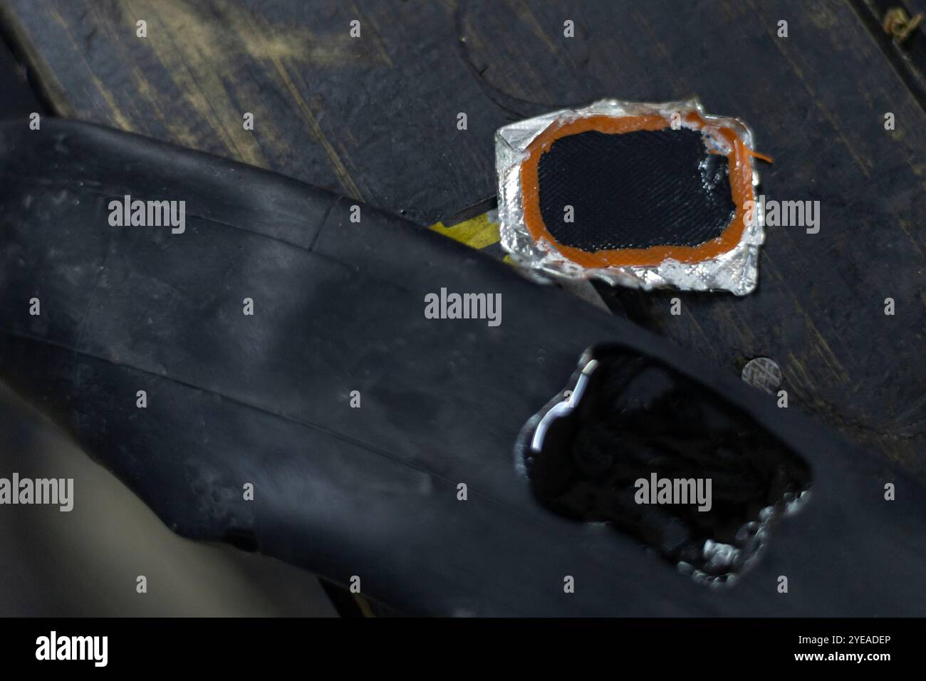 Air chamber repair with patch Stock Photo - Alamy