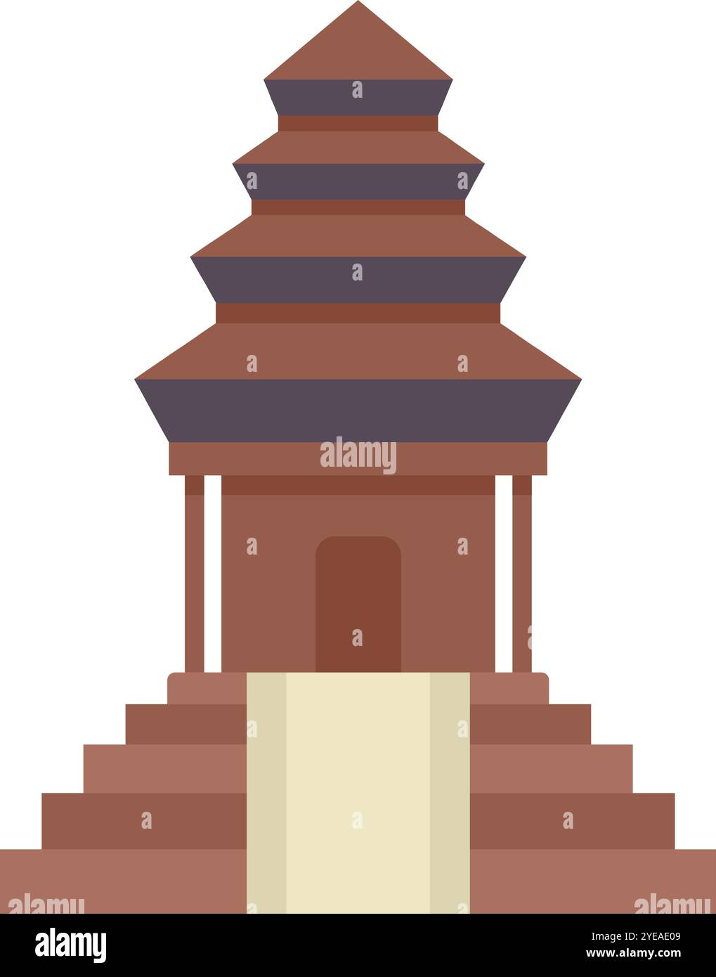 Balinese temple building standing on stone steps illustration in flat ...