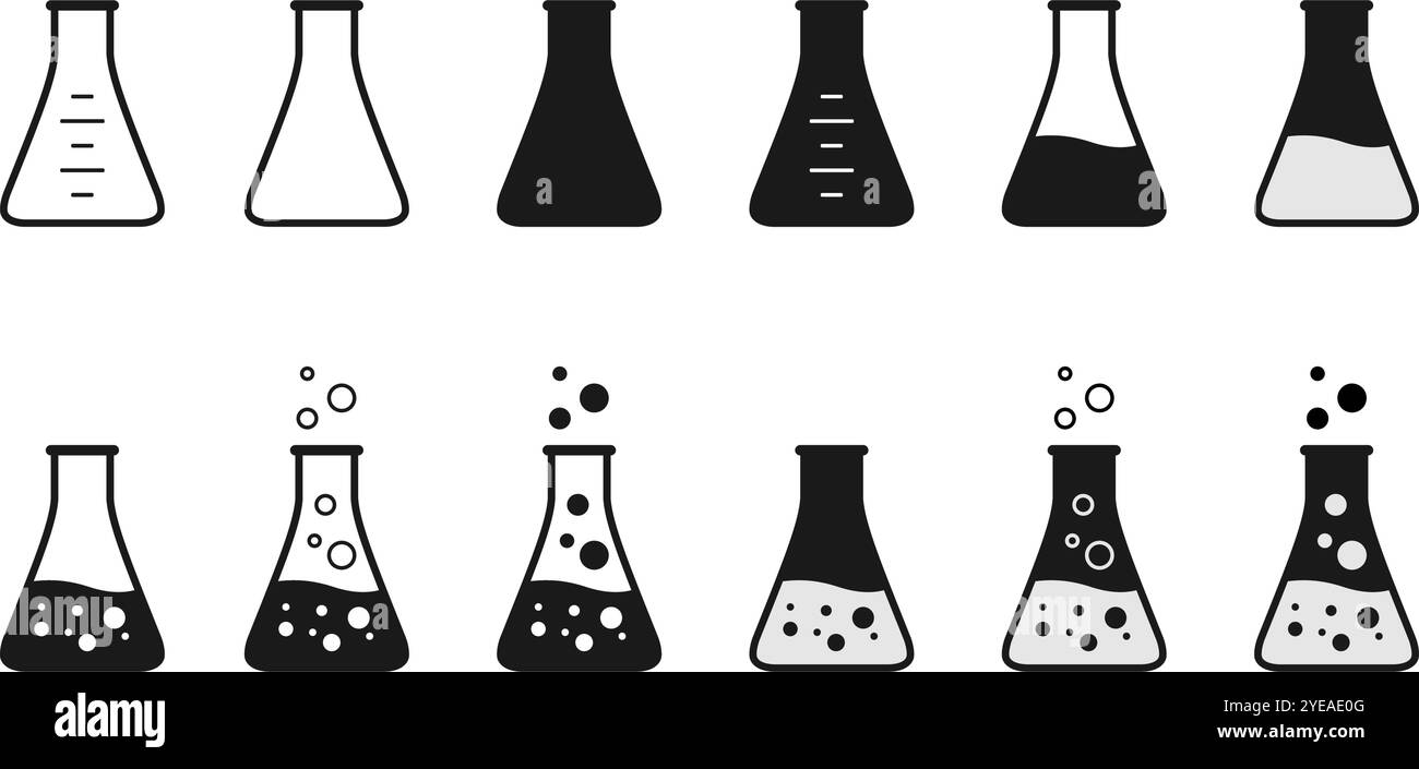 conical flask or erlenmeyer flask vector set. laboratory chemical ... conical flask or erlenmeyer flask vector set. laboratory chemical ...