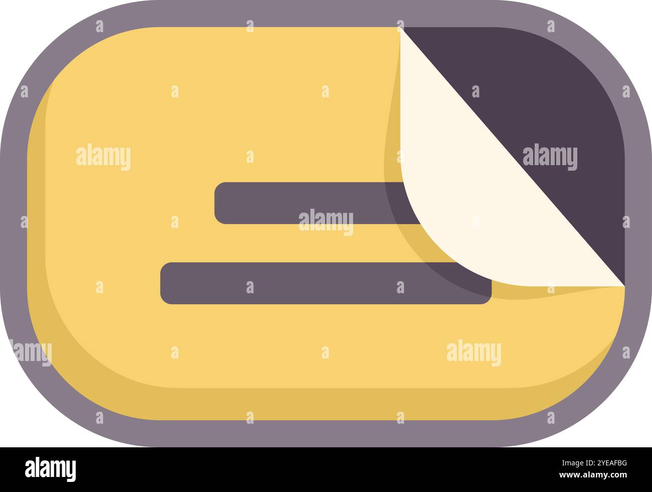 Simple icon of a yellow rectangular sticker peeling up at its right ...