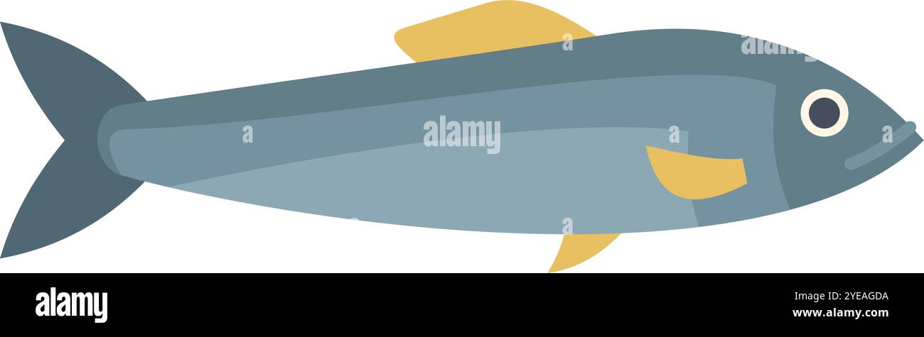 Simple and colorful vector illustration of a small fish swimming to the ...