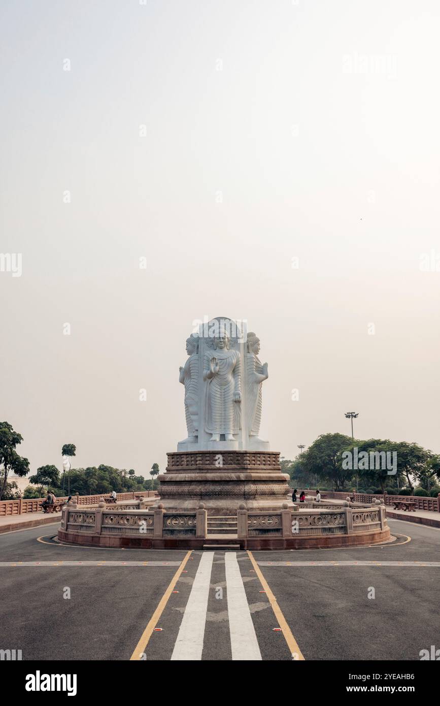 Dr. Babasaheb Ambedkar Memorial Park with tourists at a large sculpture ...