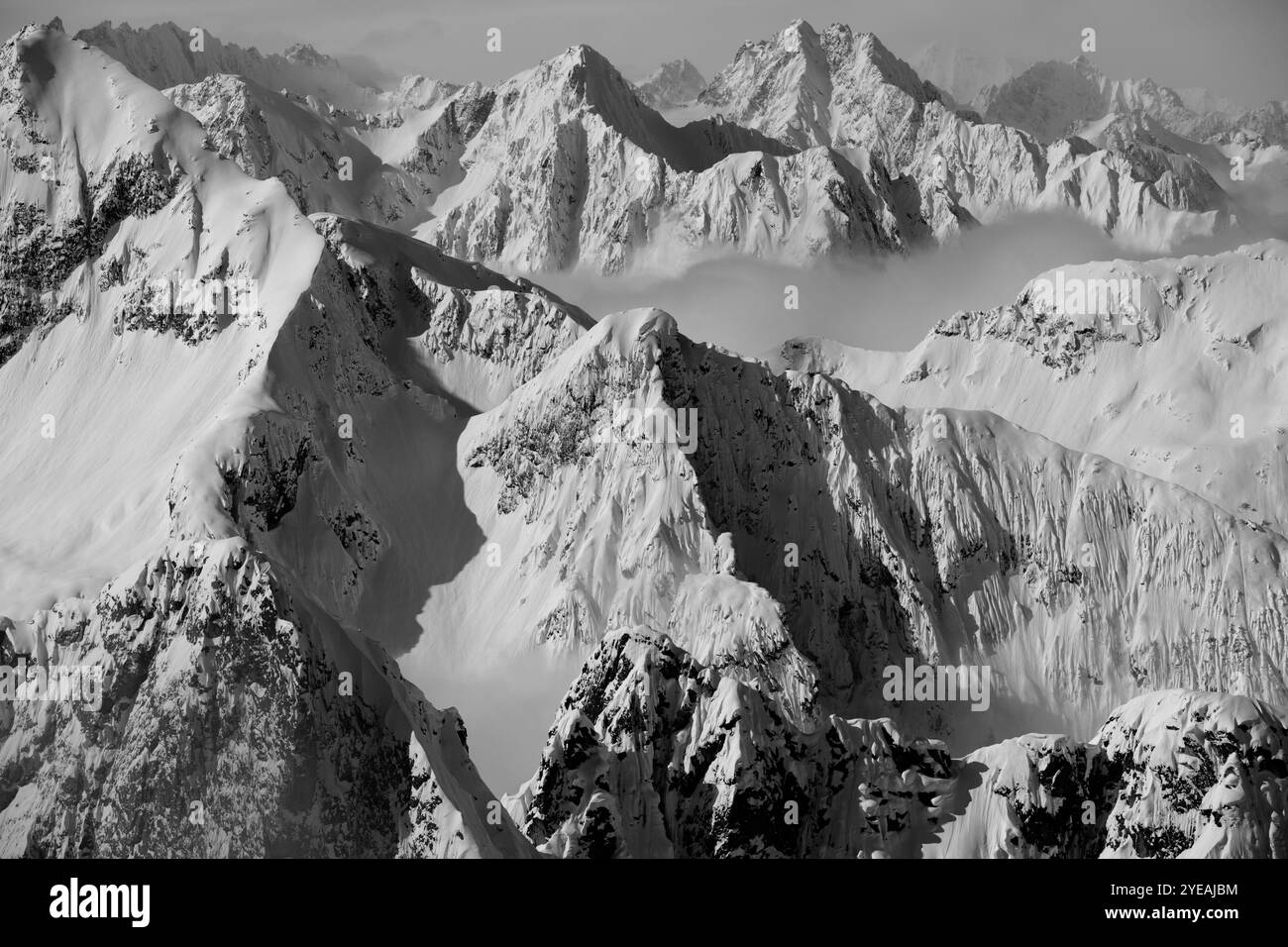 Snow covered mountains image Black and White Stock Photos & Images - Alamy