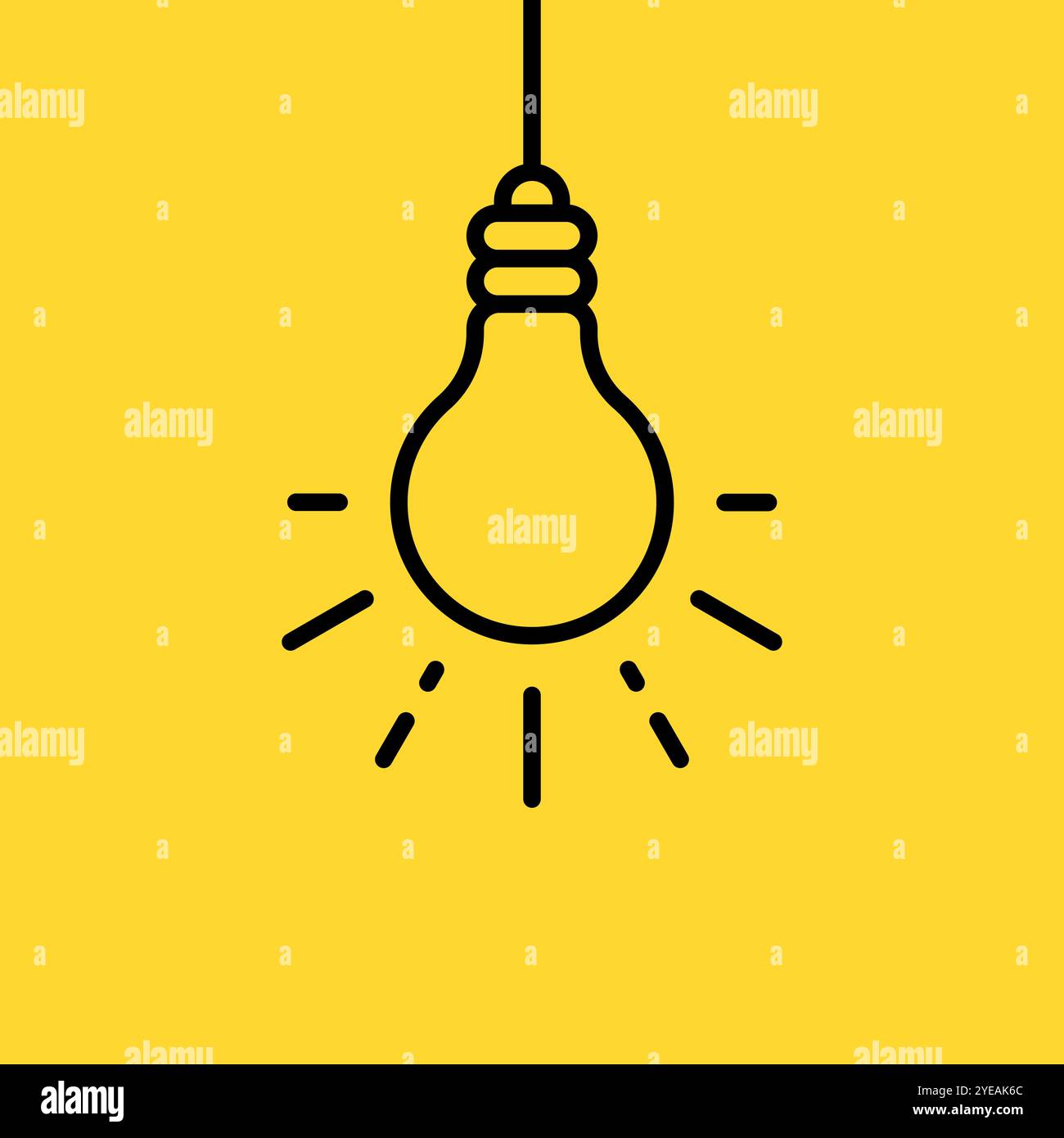 thin line black hanging light bulb Stock Vector Image & Art - Alamy
