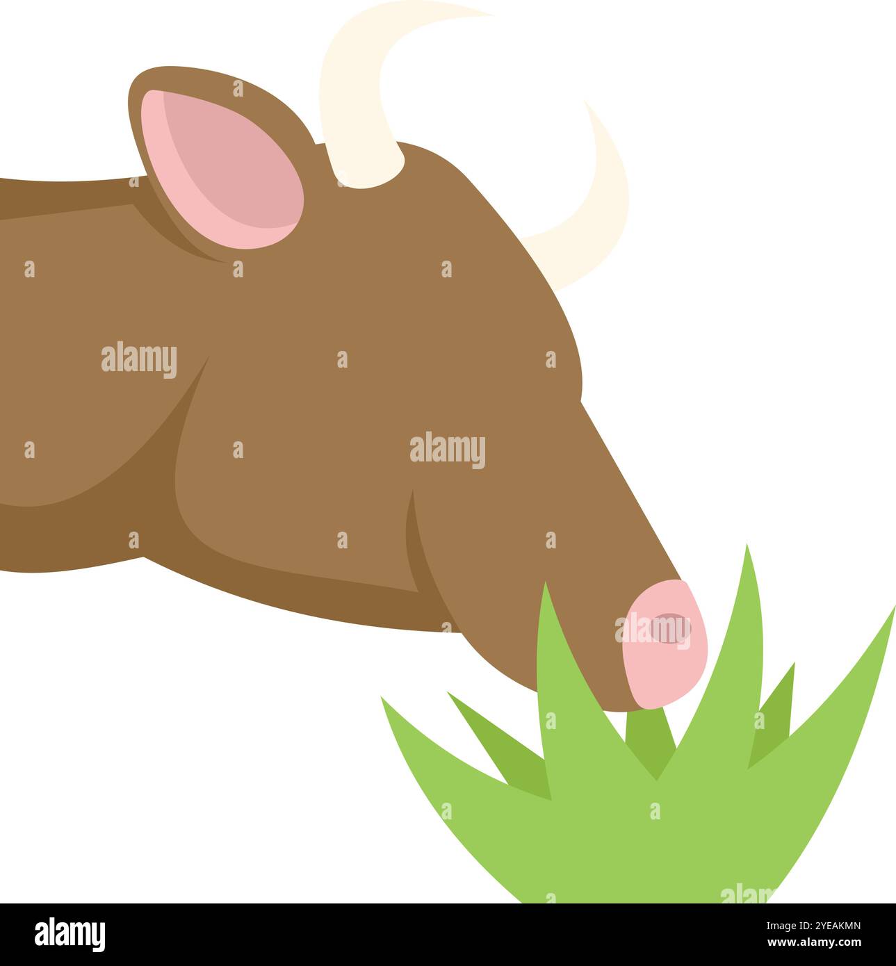 Cute brown cow grazing in Stock Vector Images - Alamy