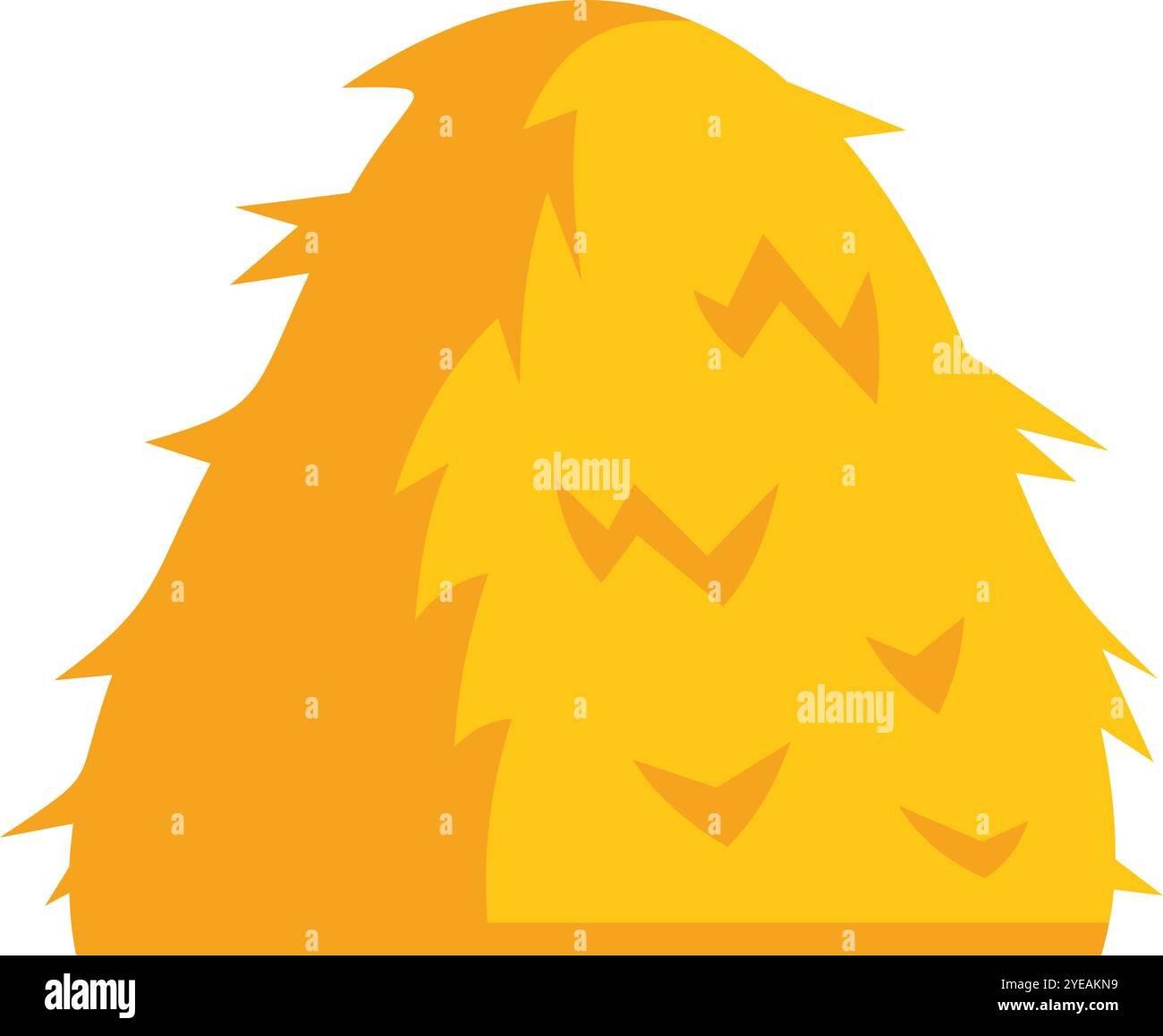 This vector illustration shows a yellow haystack standing on a field ...