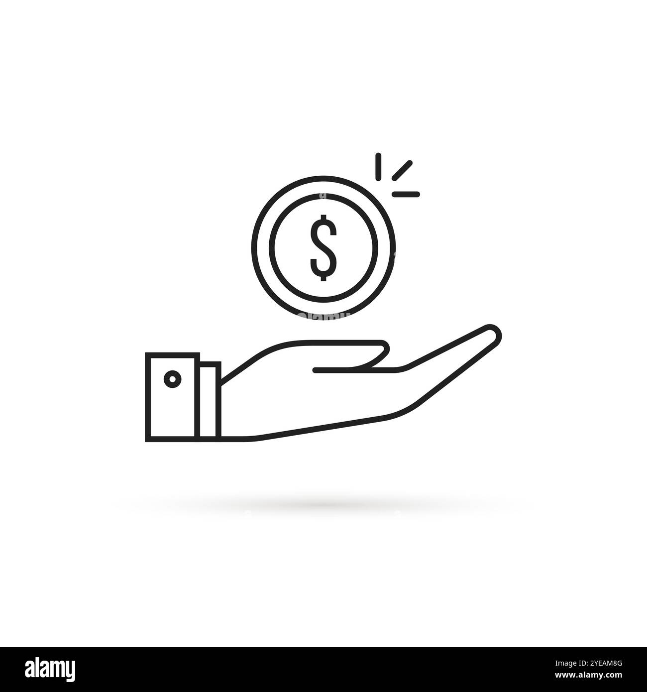 simple linear hand holding dollar coin Stock Vector Image & Art - Alamy