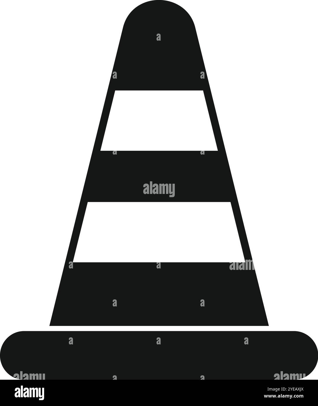 Simple black and white traffic cone indicating caution, guiding traffic ...