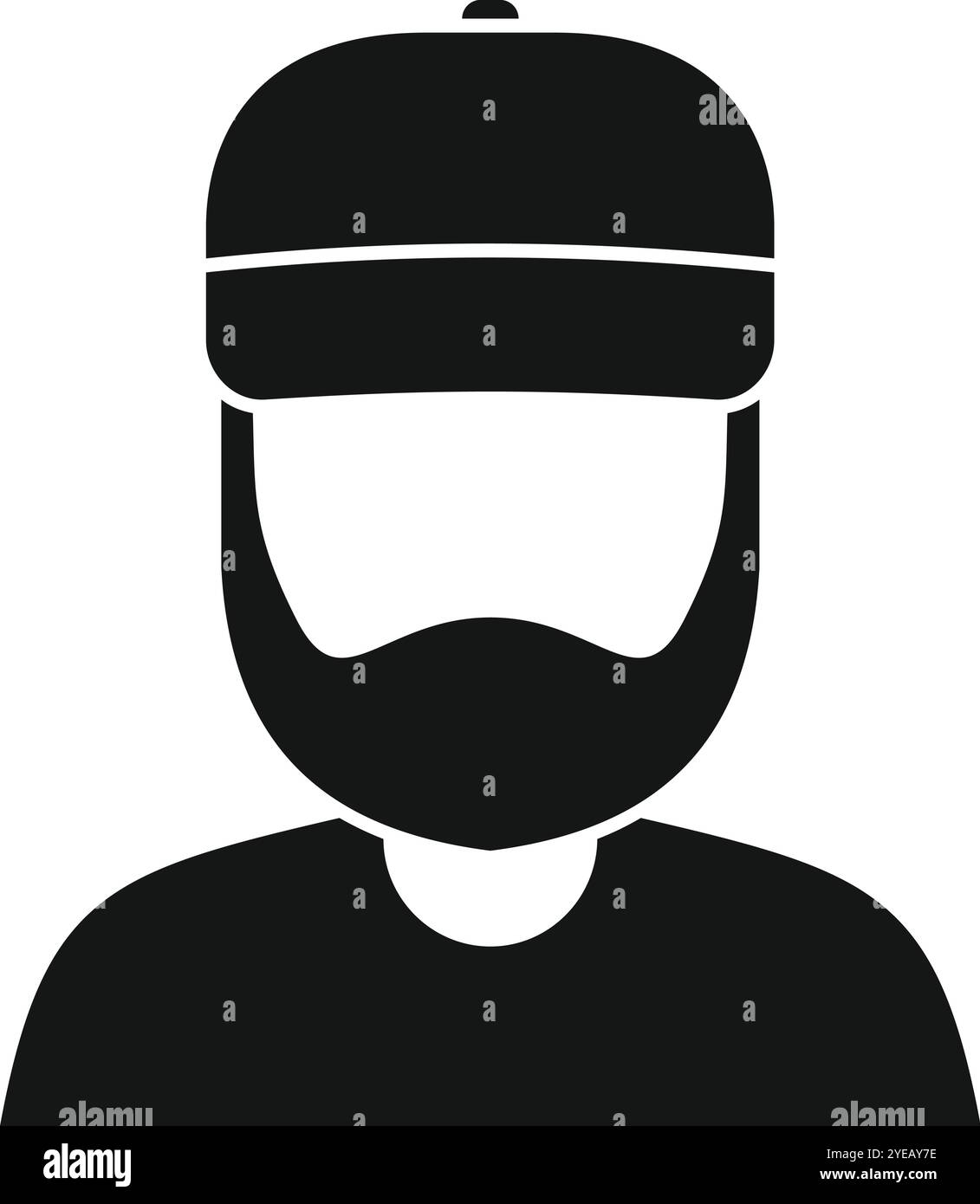 Black silhouette of a man wearing a cap and sporting a beard, simple ...